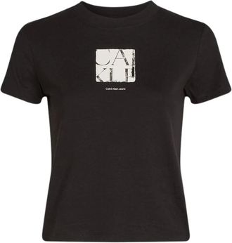 Calvin Klein Jeans Femme, Tops, Noir, Taille: 34 FR Short-Sleeve Graphic T-Shirt