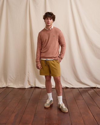 Faguo Pull col rond en laine brique clair