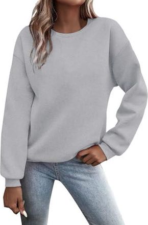 Generic Sweatshirts pour femmes, sweat-shirt pour femme, couleur unie, surdimensionn&eacute;, haut &agrave; col rond, manches longues, automne hiver, d&eacute;contract&eacute;, confortab