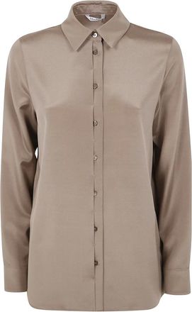 Max Mara Femme, Blouses et Chemises, Brun, Taille: 40 FR Chemise Soyeuse Avion Classique