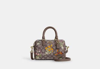 Coach Rowan Mini-Umh&auml;ngetasche Aus Signature-Jacquard Mit Blumenstickerei