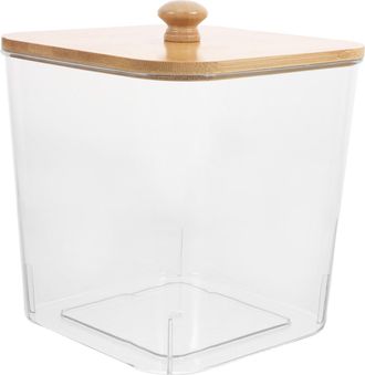 Garneck Gro&szlig;e Transparente Waschmittel Aufbewahrungsbox mit Bambusdeckel und Holzgriff Vielseitiger Organizer f&uuml;r Waschpulver Waschpods und Trocknert&uuml;cher f&uuml;r