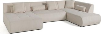 Best Mobilier Bestmobilier - Onyx - canap&eacute; panoramique dangle droit 7 places - en velours c&ocirc;tel&eacute; - beige