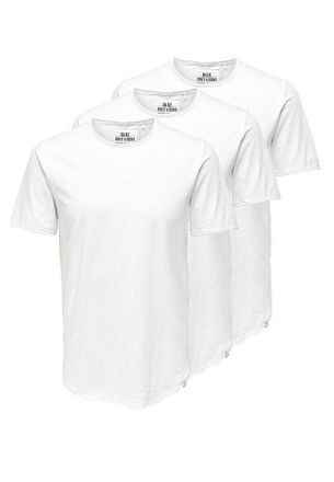 Only & Sons T-Shirt 3er Pack ONSBENNE (Spar-Set, 3-tlg) T-Shirt - Baumwolle - Atmungsaktiv - Vielseitiges Basic