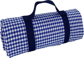 Les Jardins de la Comtesse Picknickdecke, rechteckig, Vichy-Karo, blau, XL - Baumwolle und Rückseite wasserdicht Polyester - 140 x 280 cm - Blau/Weiß - 8/12 Personen