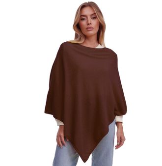 Glamexx24 Damen Strick Poncho Unifarbe Cape Feinstrick XXL Pullover Umh&auml;ngetuch Eleganz Stil und Komfort f&uuml;r Fr&uuml;hling und Herbst Made in Italy