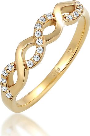 Elli Ringe - Ring Infinity Verlobung Diamant (0.09 ct.) 585 Gel - Gr. 58 MM - in Weiß - für Damen