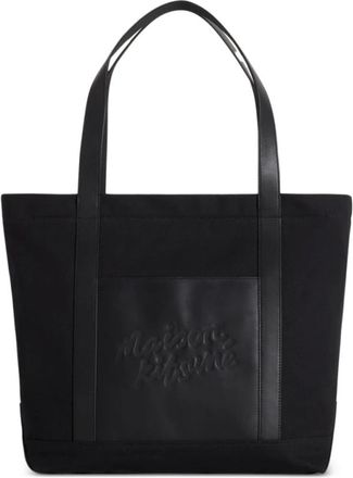 Maison Kitsun&eacute; Femme, Sacs, Noir, Taille: ONE Size Cabas Grand Format en Toile et Cuir