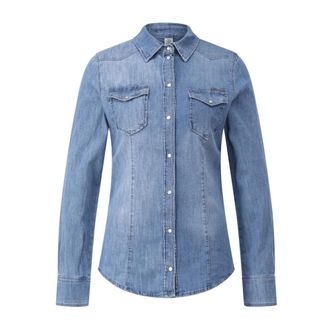 Liu Jo Femme, Blouses et Chemises, Bleu, Taille: 36 FR Chemise en Denim Ajustée