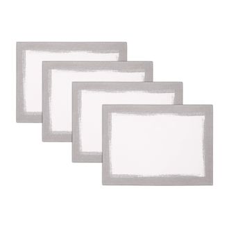 Elrene Villeroy & Boch Tischset-Set, metallisch, Pinselstrich, modernes Leinen-Mischgewebe, 35,6 x 50,8 cm, 4 St&uuml;ck, Wei&szlig; und Silber