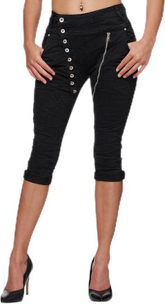 Elara Damen 3/4 Jeans Slim High Waist Capri Hose Chunkyrayan CEL05 Schwarz-44 (2XL)