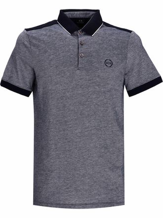A|X Armani Exchange polo &agrave; logo brod&eacute; - Bleu