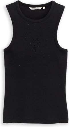 Tom Tailor Damen 1048975 RIPP-Top mit Glitzer, 14482-Deep Black, M