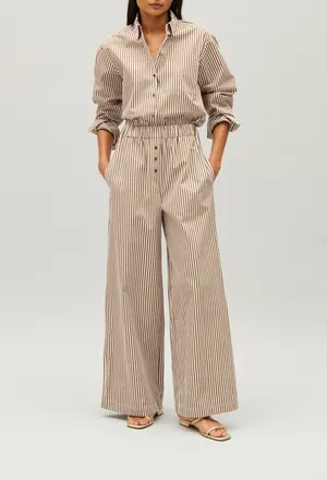 Claudie Pierlot Pantalon rayures bronze