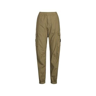Stone Island Pantalon cargo &agrave; taille et cheville &eacute;lastiqu&eacute;es en coton m&eacute;lang&eacute;