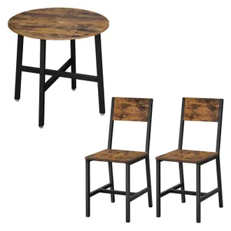 Vasagle Ensemble de Table &agrave; Manger avec 2 Chaises de Salle &agrave; Manger, Table de Cuisine Ronde 80 x 75 cm (&Oslash; x H), Chaises de Cuisine, Cadre en M&eacute;tal