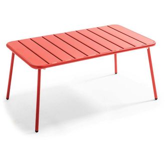 Oviala Table basse de jardin acier rouge 90 x 50 cm - Palavas
