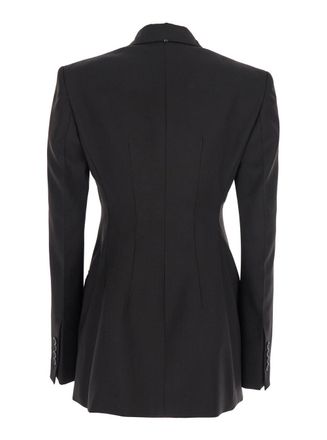 Sportmax Womens Brown Double-Breasted Wool Jacket Virgin Blazers