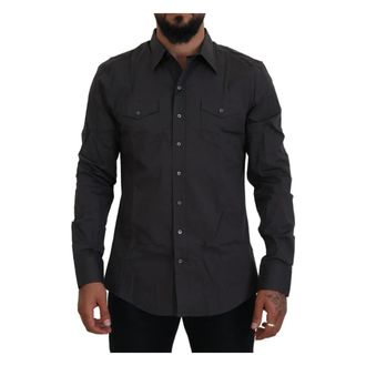 Dolce & Gabbana Sicilia Slim Fit Stretch Hemd - - Shirts - Herren - Grau - XL