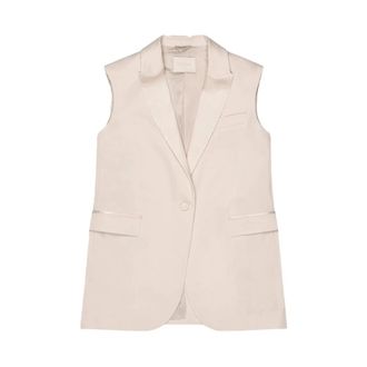 Circolo 1901 Femme, Vestes, Beige, Taille: 36 FR Veste Blazer Sans Manches &Eacute;l&eacute;gante &agrave; Simple Boutonnage