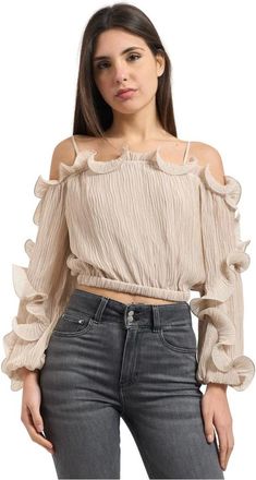 Guess Femme, Blouses et Chemises, Beige, Taille: 40 FR Gabriella Long Sleeve Shirt