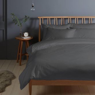 Pizuna 400 Fadenzahl aus Baumwolle Bettw&auml;sche Dunkel Grau, 100% Langstaple Baumwolle Bettbezug und Kissenbezug, 100% Baumwolle Mako Satin 2-Teilig Bettw&auml;sche