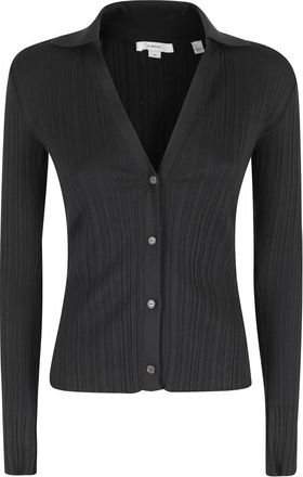 Vince Femme, Pulls, Noir, Taille: 36 FR Variegated Rib Polo