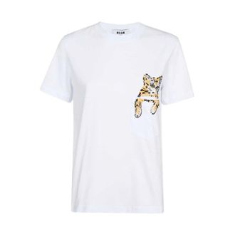 Msgm Msgm, Femme, Tops, Blanc, Taille: 42 FR T-shirt en coton graphique
