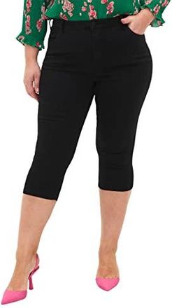 Zizzi Jean Amy 3/4 pour femme - Coupe ajustée - Taille haute, Noir, 44 grande taille