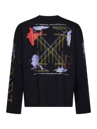 Off-white Mens T-Shirt Archigeography Arrow Black Cotton T-Shirts And Polos
