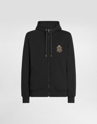 Dolce & Gabbana Jersey Sweatshirt With Heraldic Patch - Mann Sweatshirts Schwarz 54