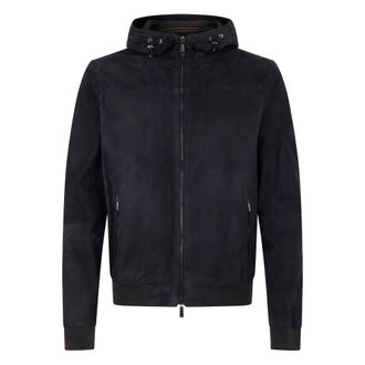 Moorer Homme, Vestes, Bleu, Taille: M Veste l&eacute;g&egrave;re zipp&eacute;e en cuir