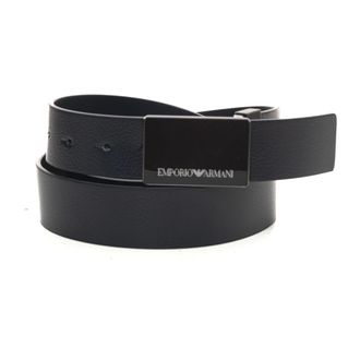Emporio Armani G&uuml;rtel aus genarbtem Leder mit Platte - - Accessories - Herren - Blau - ONE SIZE