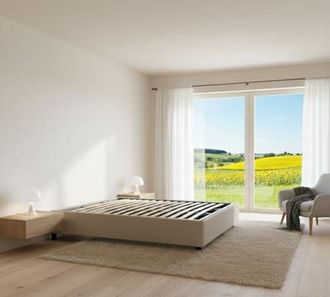 Talamo Italia Elisa Doppelbett, Bettkasten mit Stoffbezug, 100 % Made in Italy, Öffnung vorne, geeignet für Matratze 160 x 190 cm, Beige