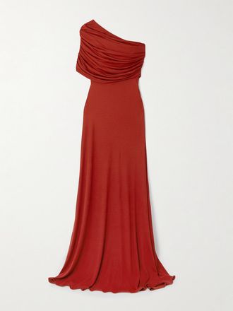 Giambattista Valli Asymmetrische Robe Aus Jersey Mit Falten - Rot