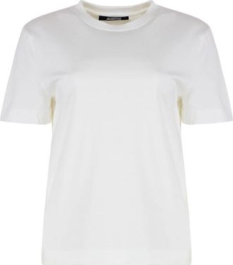 Jacquemus Femme, Tops, Blanc, Taille: 36 FR T-shirt en Coton &agrave; Col Rond, Col C&ocirc;tel&eacute;