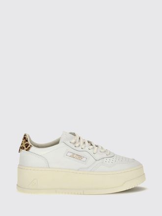 Autry Medalist Platform Low Plateau-Sneaker aus Leder und Ponyfell mit Animal-Print