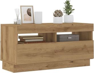 vidaXL Vidaxl - Meuble tv avec lumi&egrave;res led ch&ecirc;ne artisanal bois ding&eacute;nierie