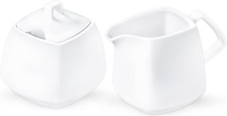 Wilmax England Wilmax | Milchkännchen und Zuckerdose OLIVIA | Zeitlos | Elegant | Universalfarbe | Kratzfest | Porzellan | Ergonomisch | Spülmaschinenfest