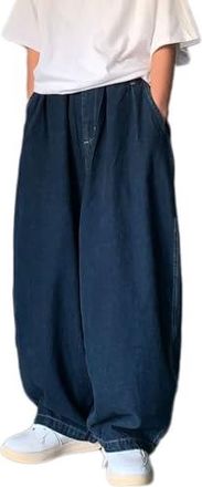 Onsoyours Hommes Baggy Jeans Y2K Streetwear Skateboard Pantalon Jeans Vintage Garçons Jeans Style Hip Hop Pantalon Large A Bleu Foncé XXL