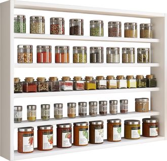 VCM Holz Küchenregal hängend | Maße ca. H. 60 x B. 80 x T. 10 cm | Hängeregal mit fünf Fächern | Wandregal | Gewürzregal | Küchenmöbel - Esaldi L