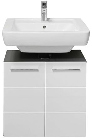 Xora Waschbeckenunterschrank Gloss, Anthrazit, Wei&szlig; Hochglanz, Kunststoff, 1 F&auml;cher, einzeln stellbar, 60x62x31 cm, Made in EU, Zusatzausstattung erh&auml;ltlic