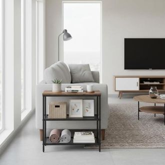 Furniture R 3-Tier Storage Organizer, Kleiner Konsolentisch, Eingangsgestell, Seitentisch mit 2 Netzschichten, Metallrahmen, Upright Shelf f&uuml;r Zuhause, Sofa, K&uuml;ch