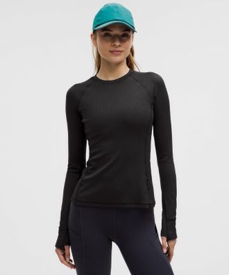 lululemon Its Rulu Geripptes Langarmshirt f&uuml;r Frauen - Gr&ouml;&szlig;e 3XS in Black