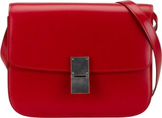Celine Pre-owned Sac Bandouli&egrave;re Classique en Cuir de Veau Moyen - Femme - Pre-owned - Rouge - Taille: ONE Size