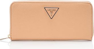 Guess Laurel Large Zip Around Wallet, Grand Portefeuille avec Fermeture éclair, Pochette Femmes, Beige, Taille Unique