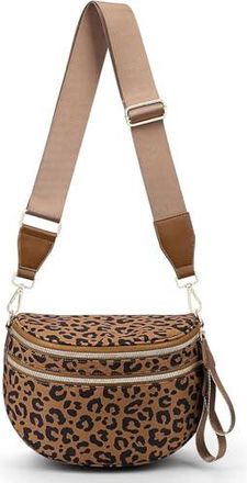 Generic Sac &agrave; bandouli&egrave;re pour femme - Demi-lune - En coton - Avec bandouli&egrave;re r&eacute;glable - Pour le travail, les voyages, la vie quotidienne, marron clair, 31 x