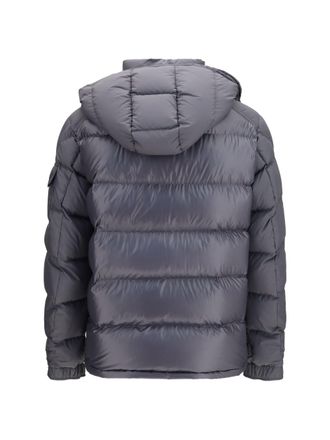 Moncler Mens Maya Short Padded Hooded Jacket Dark Grey