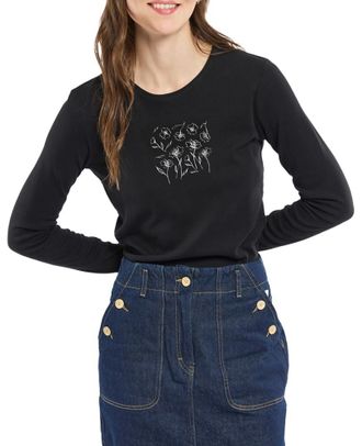 Armor Lux Damen T-Shirt, Black Series Moon Flower, XXL