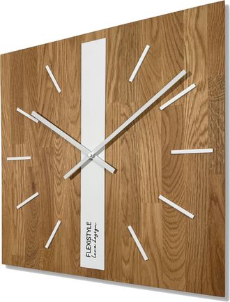 FlexiStyle Modern wanduhr ohne tickgeräusche modern wanduhren Holz Badezimmer Wohnzimmer Eiche (Weiß Eckig, 50cm)